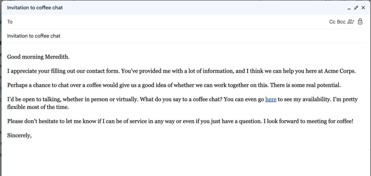 6 Coffee Chat Email Templates You Can Use Today | ZB Blog